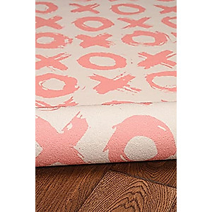 Linon Home Decor Products The Anywhere Washable Rug Boden Ivory & Pink 3' X 5' Accent Rug