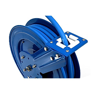 BLUBIRD BBRHD1250 18ga. Retractable Hose Reel with 1/2" X 50' Air Hose, 12 Point Ratcheting Gear, Next-Gen Rubber, Lightest, Strongest, Most Flexible, 300 PSI, -50F to 190F Degrees, Polyester Braided