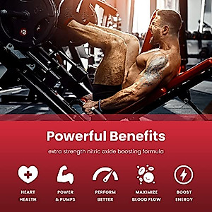 Nitric Oxide Supplement | L-Arginine, L Citrulline Malate, AAKG, Pine Bark, Grape Seed Extract | Extra Strength Nitric Oxide Booster | Nitric Oxide Pills for Men & Women | Strength, Energy, Blood Flow