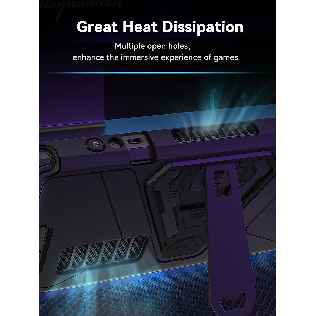 MOJOXR Metal Kickstand Protective Case for Steam Deck-Accurate Cutouts TPU Cover with Stable Stand, Great Case Accessories Fit for Official Carrying Case，Enhanced Comfort and Protection (Black)