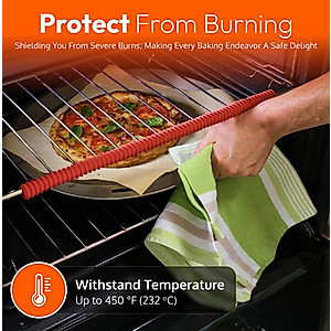 Silicone Oven Rack Shields Guards - Heat Resistant Oven Protector Oven guards for racks side heat shield for toaster oven Protect Against Burns and Scars | 14 Inches Long (Red)