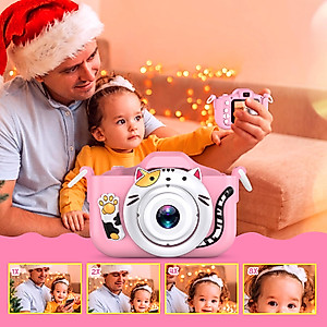 DITUPAN Kids Selfie Camera Toys for 3 4 5 6 7 8 9 10 11 12 Year Old Girls，Christmas Birthday Festival Gift for Kids Camera for Kids Upgrade Digital Camera with 32GB SD Card