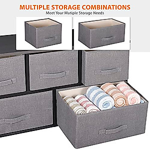 ZenStyle Fabric Dresser with 5 Drawers, Dresser Storage Tower, Storage Cabinet Organizer Unit for Bedroom, Living Room, Closet, Entryway, Hallway, Nursery Room, Grey