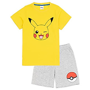 Pokemon Boys 2 Pack Pyjamas Kids Pikachu Bulbasaur Charmander Squirtle T-Shirts Shorts Set Sleepwear Multicolor