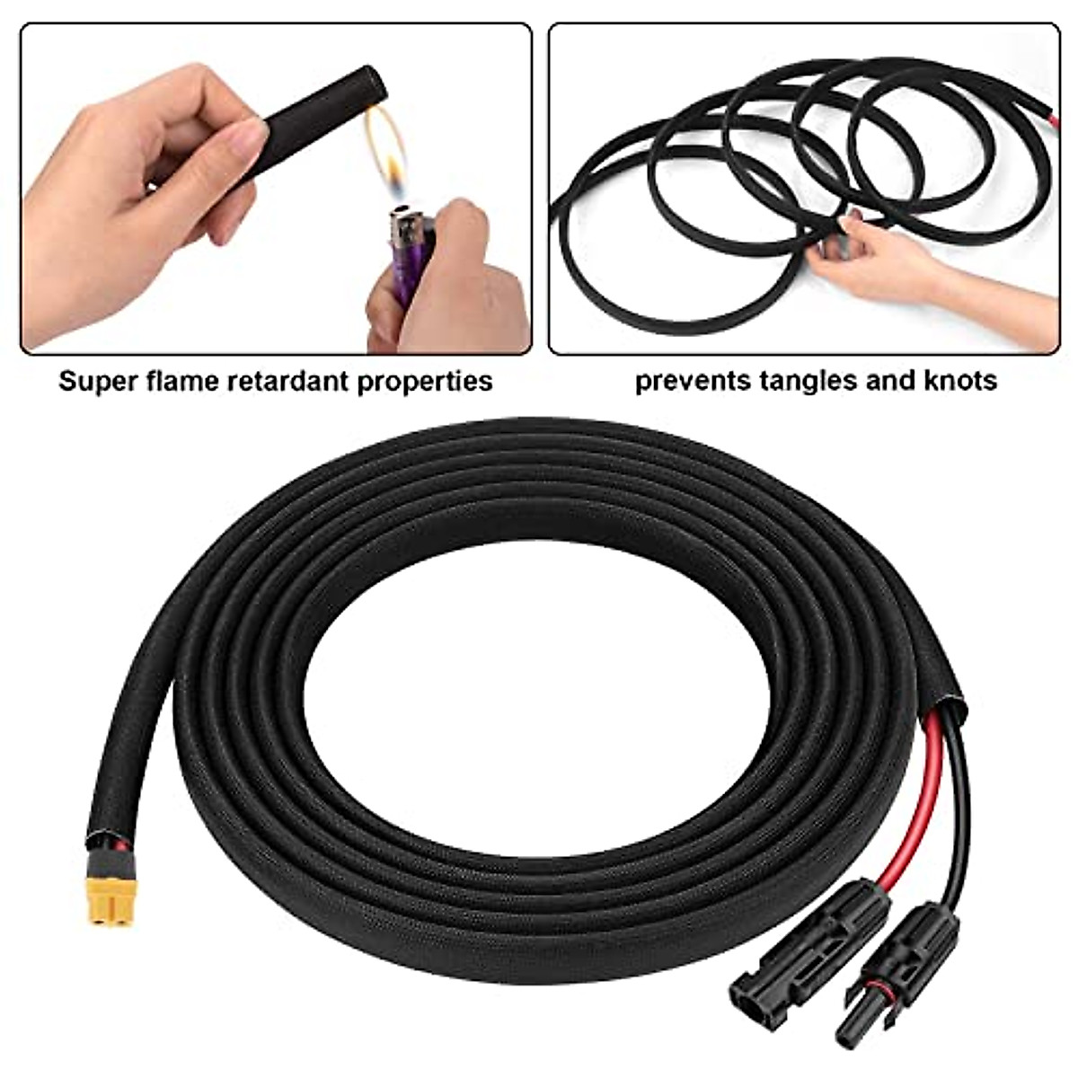 10ft Solar Panel to XT60 Adapter Cable for Solar Panel RV Portable Power Station Battery Solar Generator 12AWG