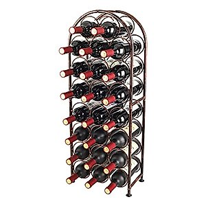 PAG 23 Bottles Arched Freestanding Floor Metal Wine Rack Wine Bottle Holders Stands, Antique Brown