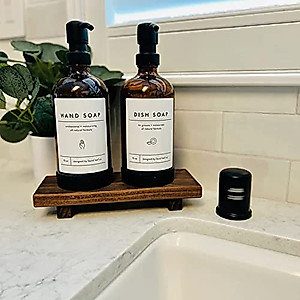 Wood Pedestal Soap Stand, Farmhouse Wood Riser, Soap Dish Holder Decor for Bathroom Kitchen, Soap Tray, Rustic Candle Plant Holder, Counter Decor, Display Rectangular Decorative (Antique Walnut)