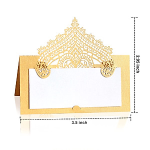 50 PCS Laser Cut Wedding Place Cards Tented Name Card Folded Cards Blank Cardstock for Wedding, Banquet tables,Table Setting, Buffet, Baby Shower, Bridal Shower Gold