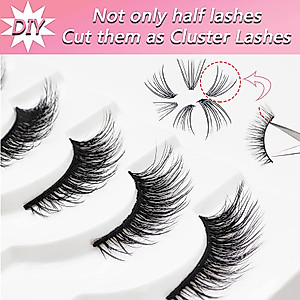 False Eyelashes Half Lashes Natural Look Cat Eye Lashes Fluffy 3D Faux Mink Lashes Wispy 12MM Fake Eyelashes 10 Pairs Pack (S38), by Kmilro