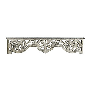 Deco 79 Wood Floral 1 Shelf Wall Shelf, 48" x 8" x 10", White