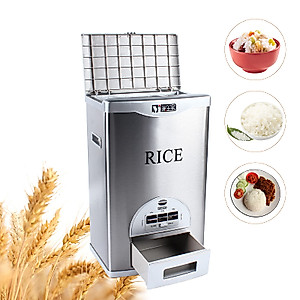 Auto Rice Dispenser, 15kg/33lb Capacity Rice Storage Container Stainless Steel+ABS Large Grain Dispenser 100g/150g/250g Automatic Rice Dispenser for Small Grains, Beans, Rice (Rice not included)