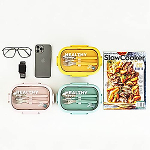 Lille Home 28oz Stainless Steel Leakproof 2-Compartment Bento Lunch Box/Portion Control Food Container with Lunch Bag and Cutlery Set, BPA Free (Green)