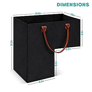 Stair Basket and Stairway Organizer with 2 Reinforced Durable Leather Handles for Standard Sized Stairsteps, Made of Non-Woven Felt Fabric, Collapsible