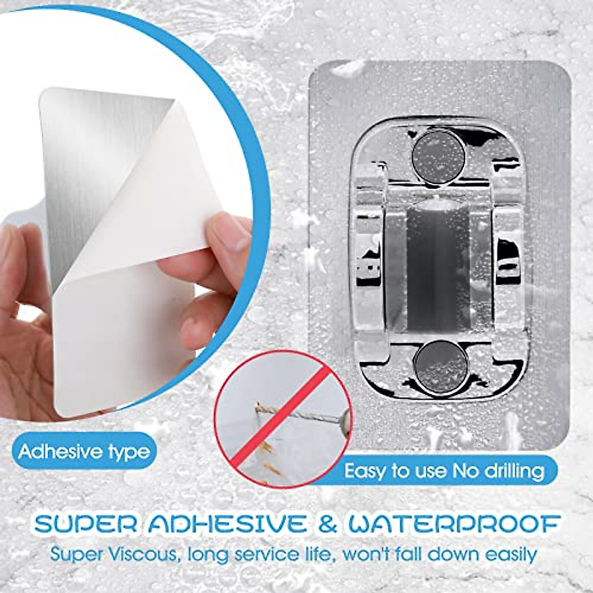 Thinp Strong Adhesive Shower Holder, Handheld Shower Head Holder No Drilling Wall Mounted Shower Bracket Shower Hose Holder for Handheld Shower Head