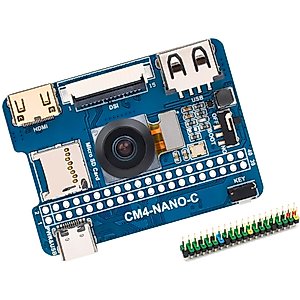 Nano Base Board (C) for Compute Module 4, Same Size as CM4, with Multiple Peripheral Interfaces Onboard 8MP Camera Module with 160°FOV