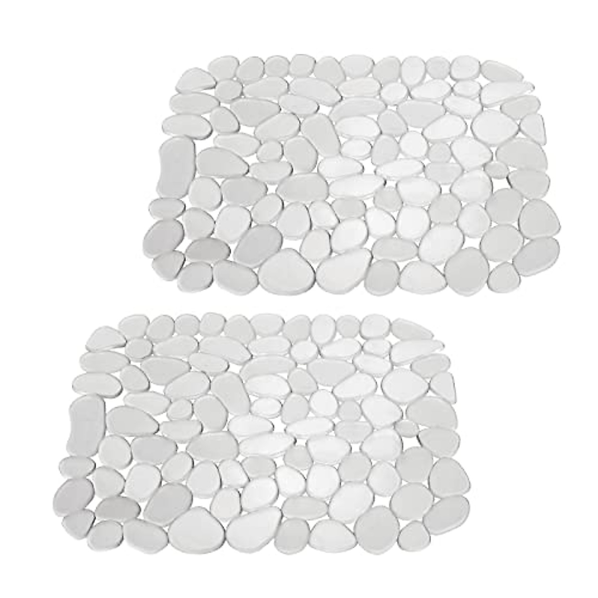 mDesign Adjustable Kitchen Sink Dish Drying Mat/Grid - Soft Plastic Sink Protector - Cushions Sinks, Stemware, Glasses, Dishes - Quick Draining Pebble Design - Small, 12.4" Long - 2 Pack - Clear