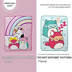 Squishmallows Kids Bedding Super Soft Micro Raschel Throw, 46 in x 60 in, By Franco, Prints may vary as on cloud nine pattern/do not disturb pattern