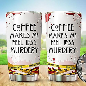 Kozmoz Inspire Halloween Decorations Halloween Gifts Horror Movies Lover Gifts Halloween Mugs Crime Scene True Crime Tumbler 20Oz Gifts for Men Women Friends on Christmas Birthday Coffee Tumbler