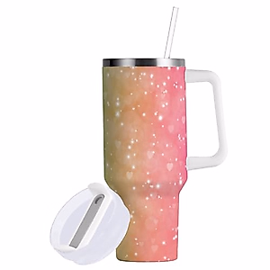 ODAWA Magic Glitter Rainbow Double Wall Tumbler Reusable Insulated Coffee Mug with Lid Insulated Coffee Mug