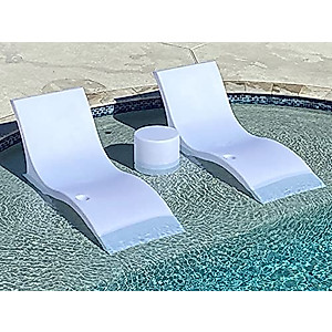 Luxury Lounger in Water Pool Chaise Lounge for Ledge 2 Chairs with Cylinder Table, White
