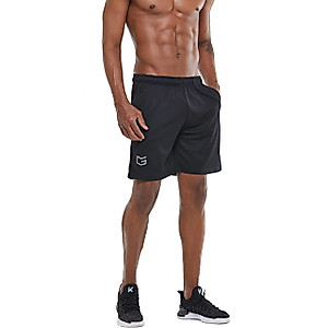 G Gradual Men's 7" Workout Running Shorts Quick Dry Lightweight Gym Shorts with Zip Pockets (2 Pack: Black/Blue Large)