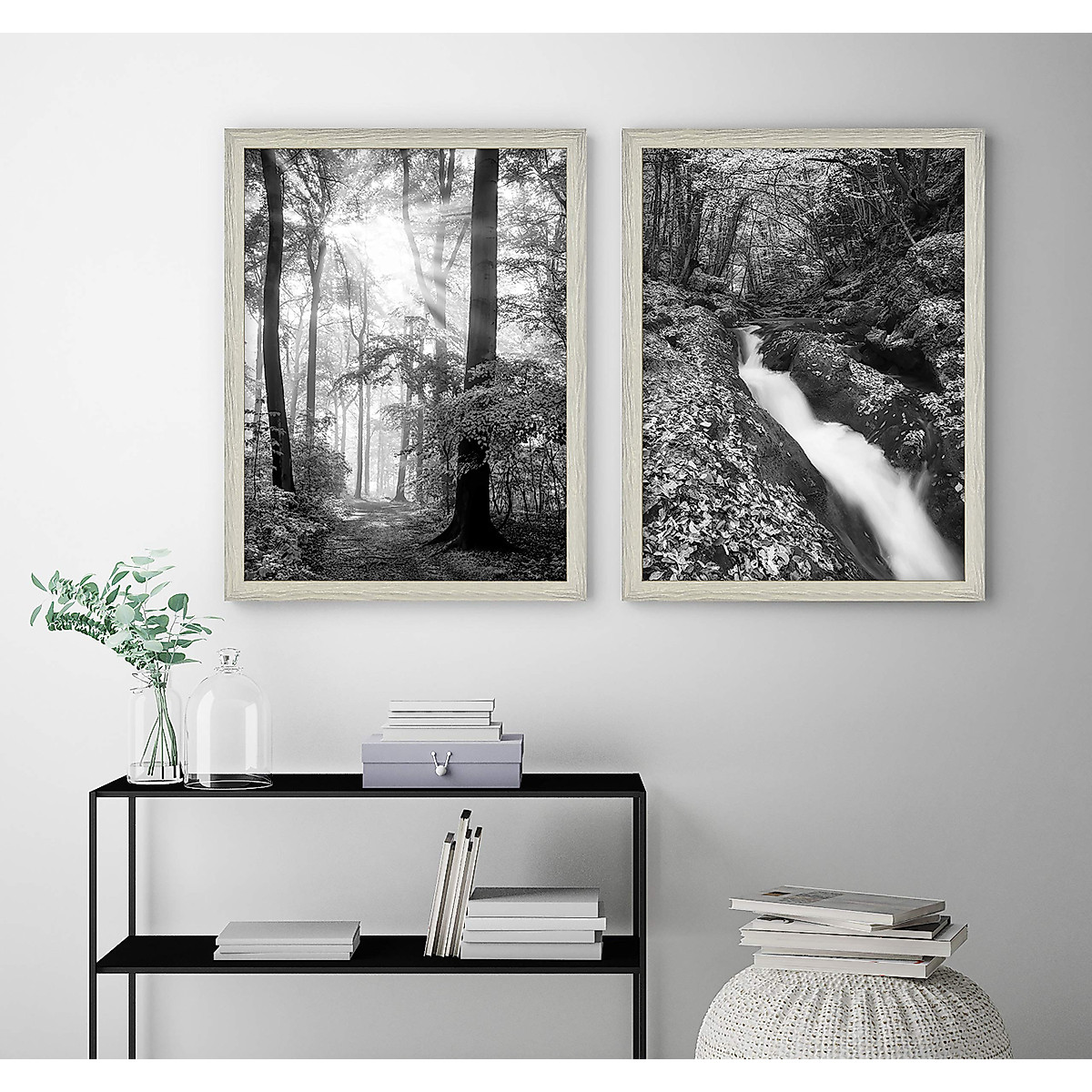 MCS Studio Gallery 18x24 Poster Frame White Woodgrain, Vertical & Horizontal Wall Hanging Large Picture Frame for Photos, Posters & Art Prints (2-Pack)