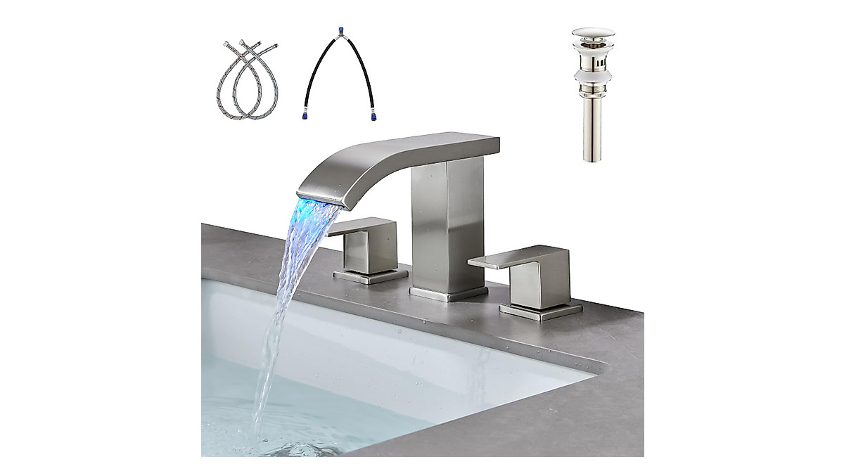 Kyatinsal LED Bathroom Faucet - Modern 3-Color Waterfall Sink Tap