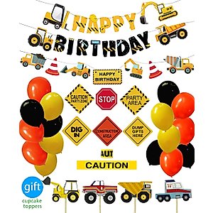 Construction Birthday Party Supplies Dump Truck Party Decorations Kits Set for Kids Birthday Party 51 pack