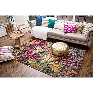 Unique Loom Jardin Collection Colorful, Vibrant, Abstract, Modern Area Rug, 3 ft 3 in x 5 ft 3 in, Multi/Blue