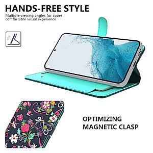 CoverON Pouch Compitable with Samsung Galaxy S23 Wallet Case for Women, RFID Blocking Flip Folio Stand Vegan Leather Floral Cover Sleeve Card Slot for Samsung Galaxy S23 Phone Case - Flower