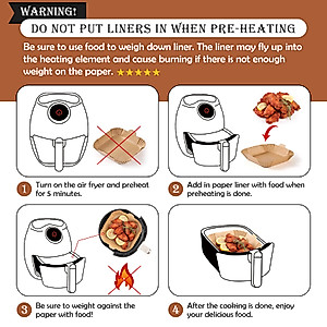 120 PCS Air Fryer Disposable Paper Liner Square, 7.9-inch (Fit 5-8 QT) Non-stick Parchment Paper for Air Frying, Baking, Roasting Microwave, Unbleached Oil-proof Parchment Paper