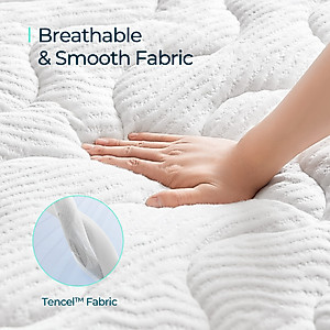 LINSY LIVING Queen Waterproof Mattress Protector, Mattress Pad with Elastic Straps and Buttons, Quilted Breathable Mattress Topper with Tencel Cover and Spiral Fibers, Queen Size White