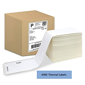 OausTect Direct Thermal Labels 4x6 Shipping Label Commercial Grade, Perforated Postage Mailing Labels, Compatible with Rollo Zebra Thermal Printer (4 Stacks|4000 Labels)