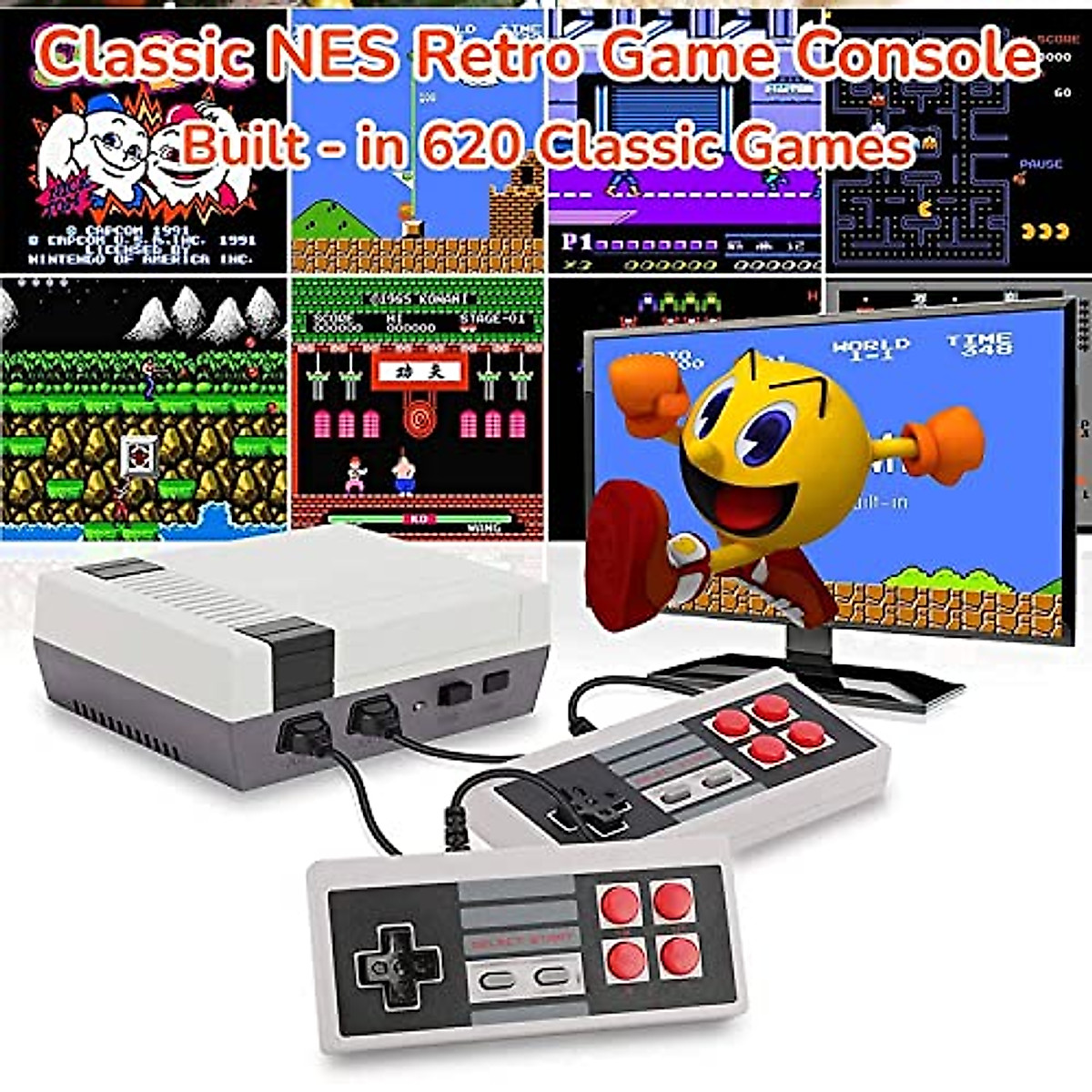 Retro Game Console,Classic Game System Built in 620 Games and 2 Classic Controllers,AV and HDMI HD Output Plug and Play Video Games for Kids and Adult
