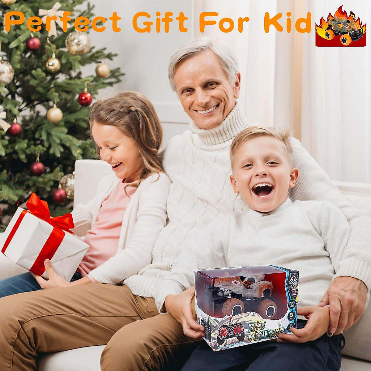 HahaGift Toys For 5 4 6 3 Year Old Boys Gifts,Remote Control Cars for Boys Dinosaur Party Favor Gifts Birthday Gifts for 3-5 Year old Boys Toys Age 2-6,Dinosaur Toys for Boys Gifts Age 3 4 6 5(Orange)