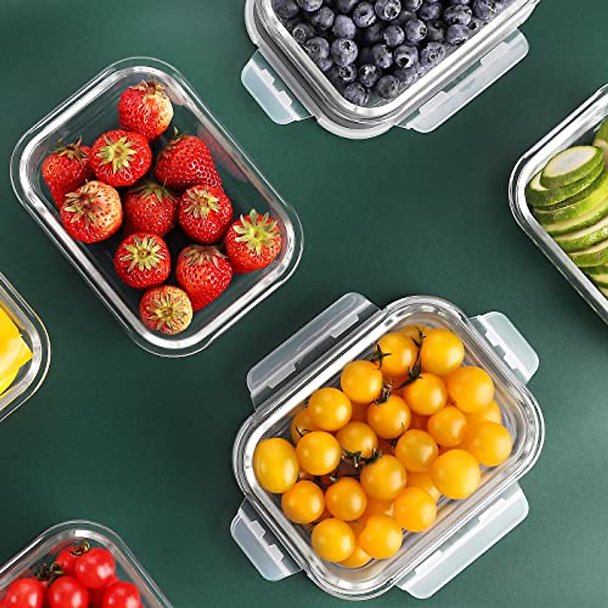 Bayco 10 Pack Glass Meal Prep Containers, Glass Food Storage Containers with Lids, Airtight Glass Lunch Bento Boxes, BPA-Free & Leak Proof (10 lids & 10 Containers)