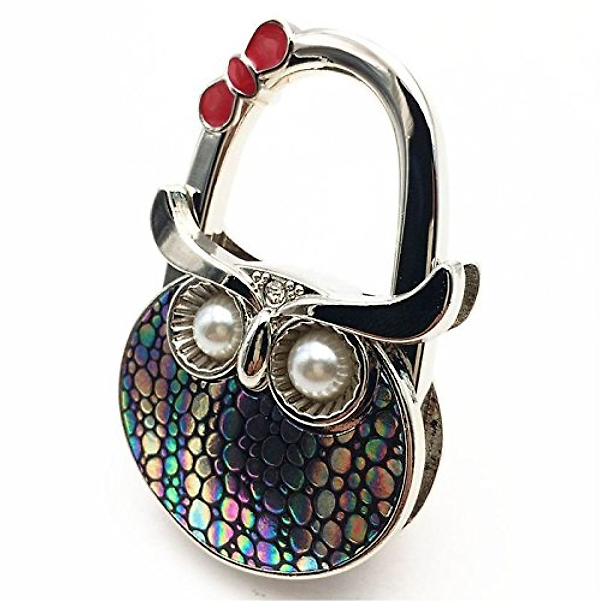 ROFLYER Night Owl Style Butterfly Pattern Design Shoulder Handbag Hangers Folding Purse Holder Bag Hooks, with Velvet Pouch (Colorful Dots)