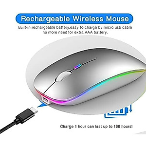 Neises LED Bluetooth Mouse,Bluetooth Mouse for MacBook Pro/MacBook Air/iMac/mac/ipad/ipad pro,Wireless Mouse for Macboook Air/MacBook Pro/PC (Silver)