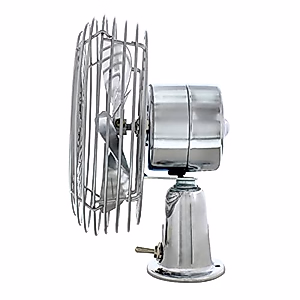 United Pacific 40848 Heavy-Duty Chrome 12V Car Fan w/6" Fan Blade for Cars, Trucks, RVs, & Vans, All Metal, 2-Speeds, Adjustable Base - ONE Fan