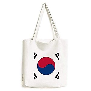 South Korea National Flag Asia Country Tote Canvas Bag Shopping Satchel Casual Handbag