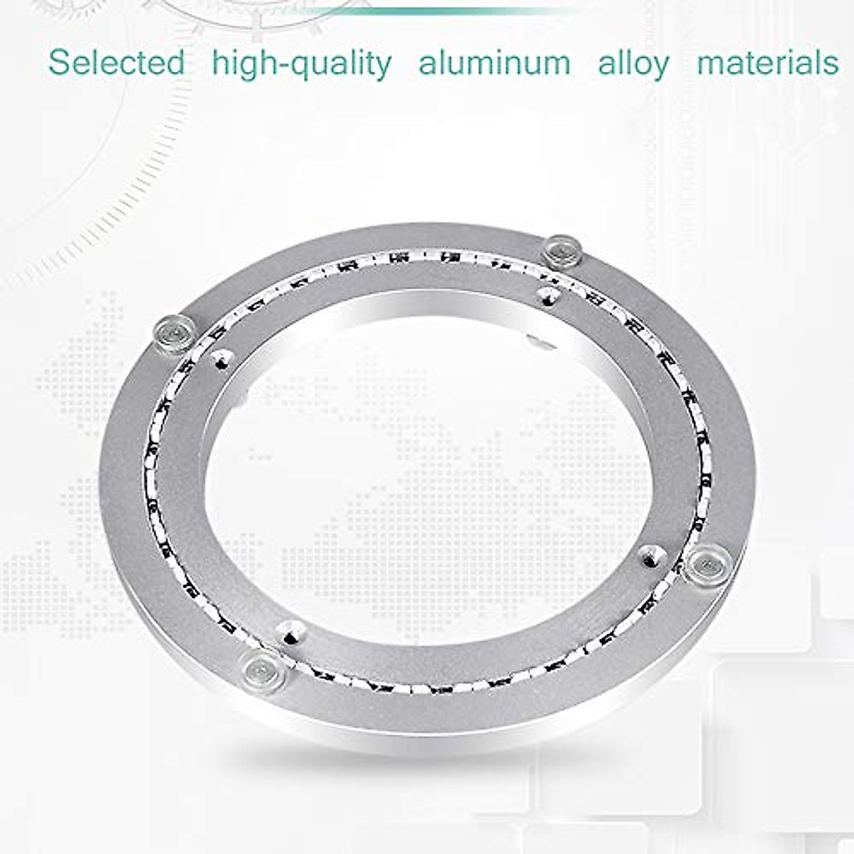 Heavy-Duty Mute 5-23 Inch Aluminum Lazy Susan Bearing Turntable Ring Swivel Plate Hardware for Heavy Loads,Silver Base