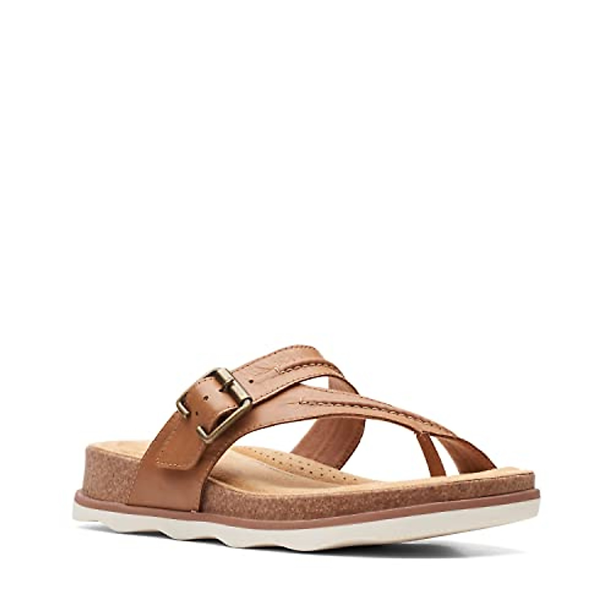 Clarks Brynn Madi Flat Sandal, Light Tan Leather, 9 Medium