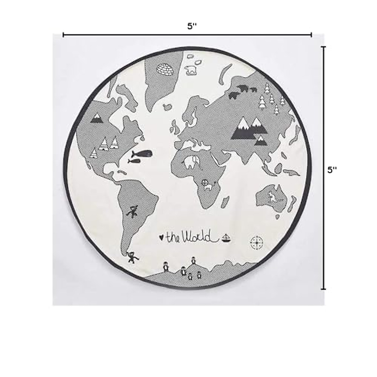 ABREEZE Adventure World Map Pattern Baby Play Mat,Crawling Mats Floor Playmat Activity Round Rug for Infant Child Kids 53 Inches