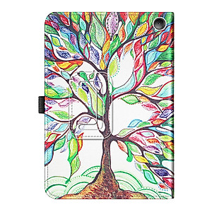 Fintie Folio Case for Amazon Kindle Fire HD 8 & Fire HD 8 Plus Tablet (12th Generation/10th Generation, 2024/2022/2020 Release)- Slim Fit Vegan Leather Stand Cover with Auto Sleep/Wake, Love Tree