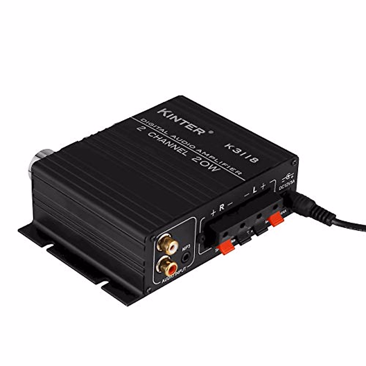 Kinter K3118 Texas Instruments TI Digital Hi-Fi Audio Mini Class D Home Auto DIY Arcade Stereo Amplifier with 12V 3A Power Supply Black