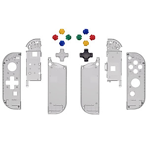 eXtremeRate Clear Black Joycon Handheld Controller Housing (D-Pad Version) with Colorful Buttons, DIY Replacement Shell Case for Nintendo Switch Joy-Con – Console Shell NOT Included