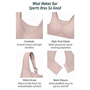 Full Figure Plus Size No-Bounce Camisole Elite Sports Bra Wirefree #1067 Black