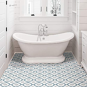 FloorPops FP2943 Alfama Peel & Stick Floor Tiles, Multicolor, Blue