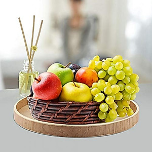 Table Tray Round Wooden Wooden Serving Tray Plate for Tea Set Fruits Candies Food Home Decoration Coffee Table Living Room Dining Table (24cm)