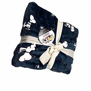 Berkshire Home & Blanket Co. Peanuts Gang Snoopy Happy Dance Velvet Soft Throw Blanket | 50" x 70" - Blue Gray